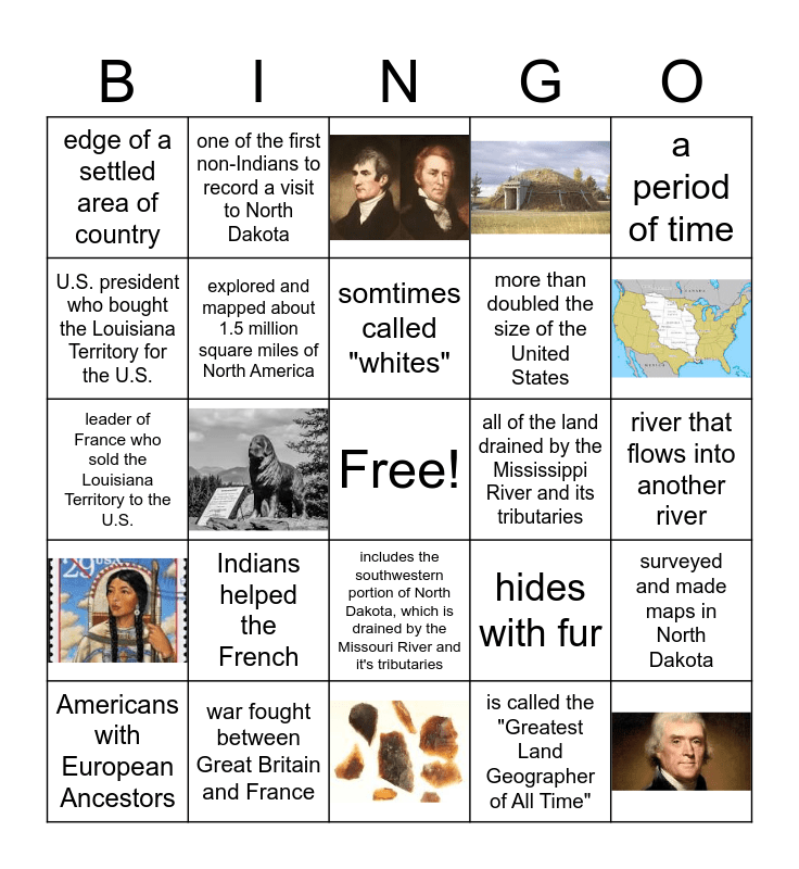 Frontier Era of North Dakota Bingo Card