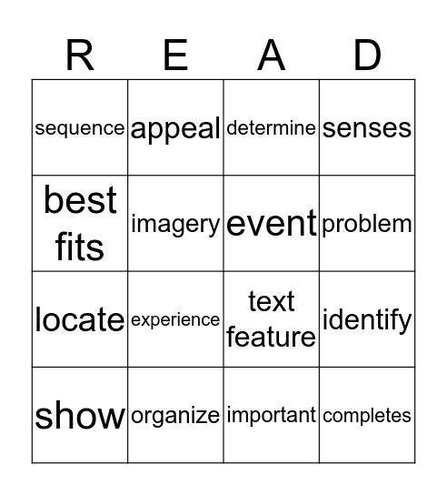 3rd Reading Card 22 Bingo Card