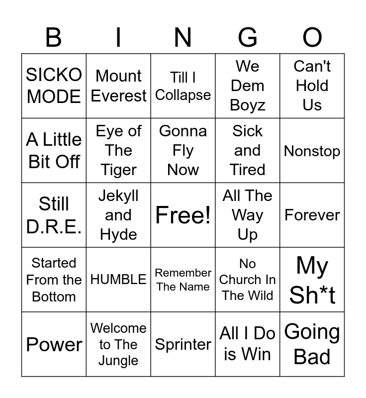 Halloween Musical Bingo Card