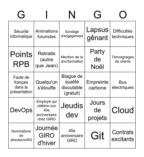 GINGO 2 NOVEMBRE 2023 Bingo Card