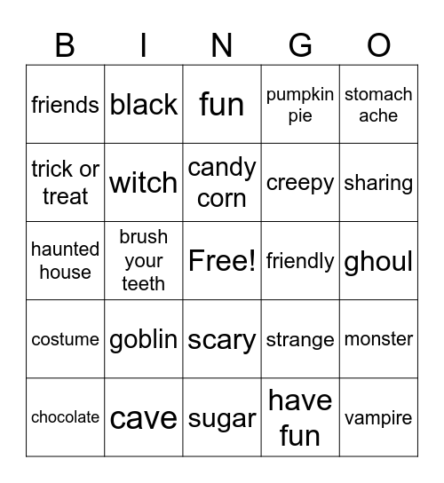 Happy Halloween Bingo Card