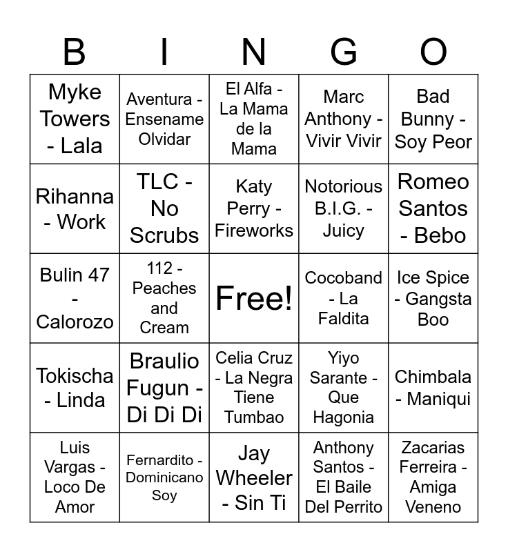 Vic Bingo Card