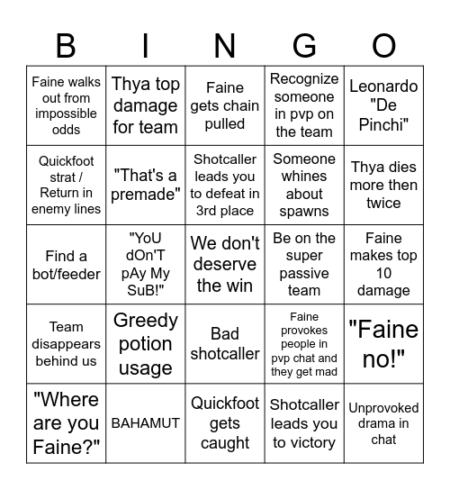 Mad Lads PVP BINGO Card