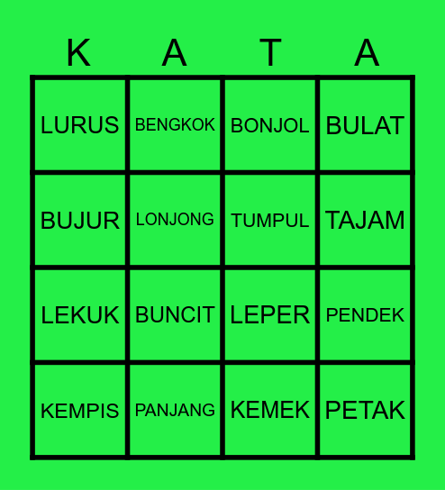 BINGO KATA! (Bentuk) Bingo Card