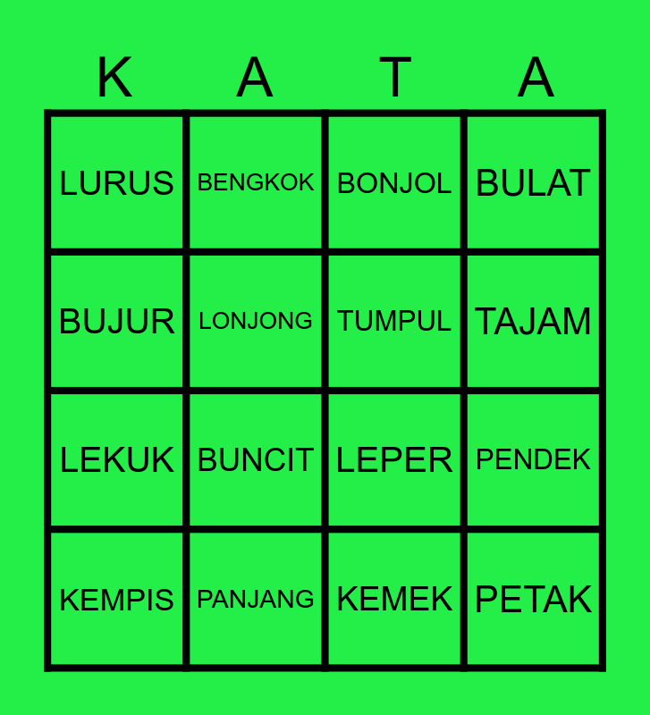 BINGO KATA! (Bentuk) Bingo Card