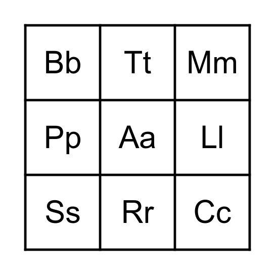 Letter Review BINGO Card