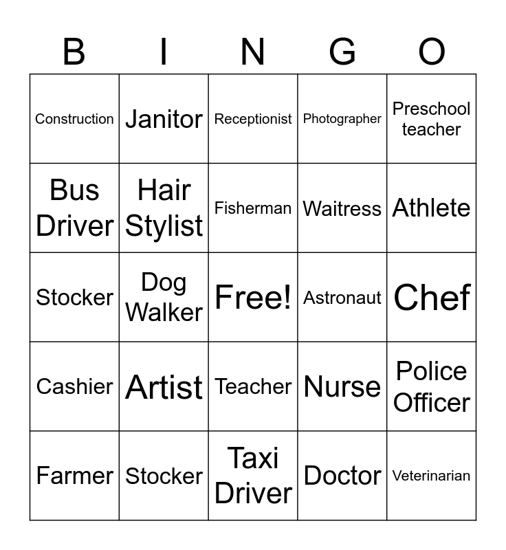 Career Bingo Card