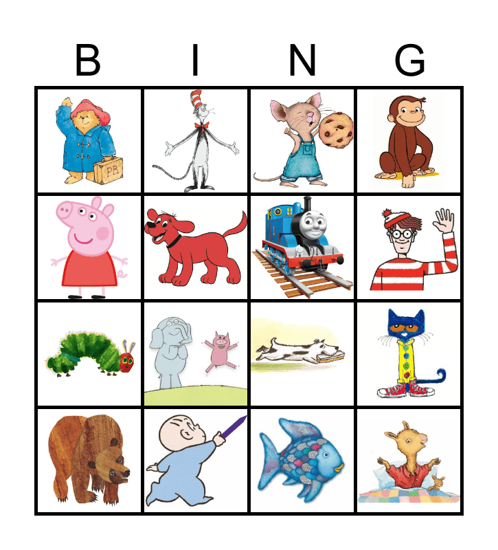 Famous Book Characters Bingo Card Famous Book Characters Bingo Card