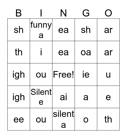 Second Grade Bingo Card