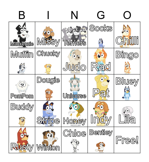 Bluey Bingo Card