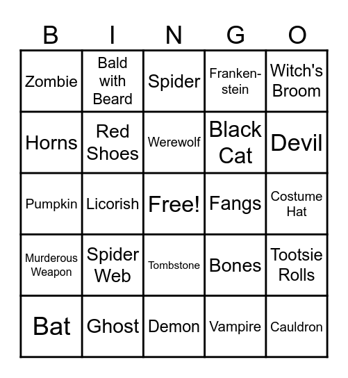 Manitoba Division HQ Halloween Bingo Card