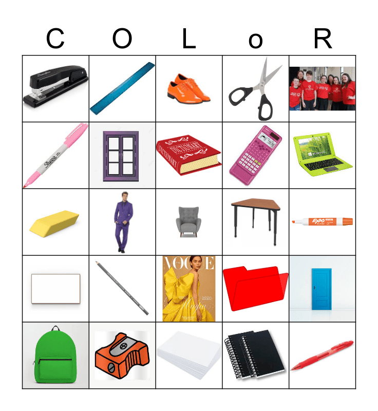Los Colores y Útiles Escolares Bingo Card