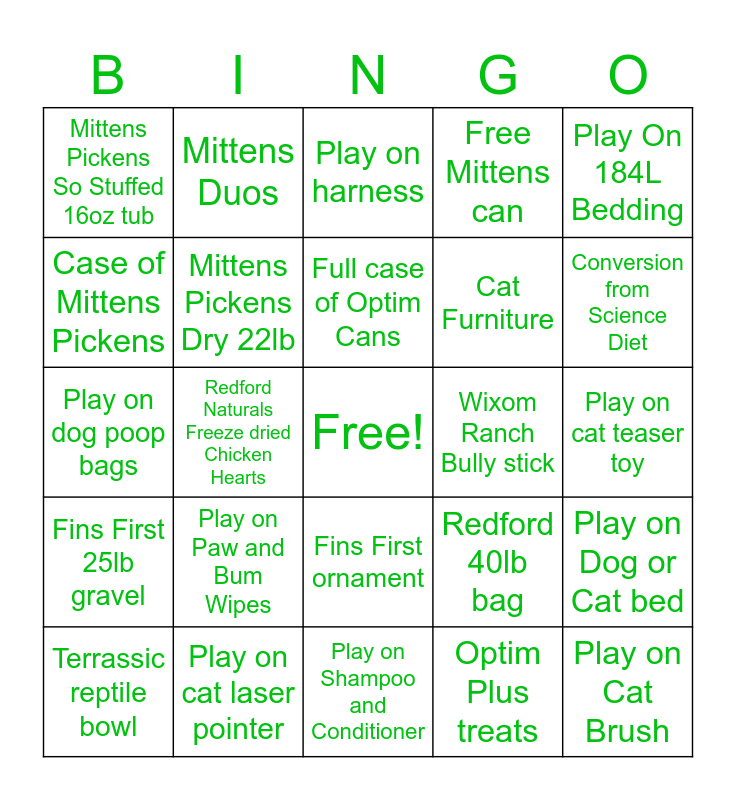 Private Label Bingo Card