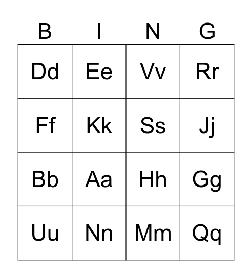Beginning Sounds Bingo Card
