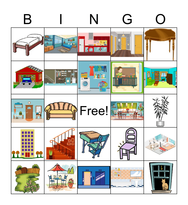 La casa y los muebles Bingo Card