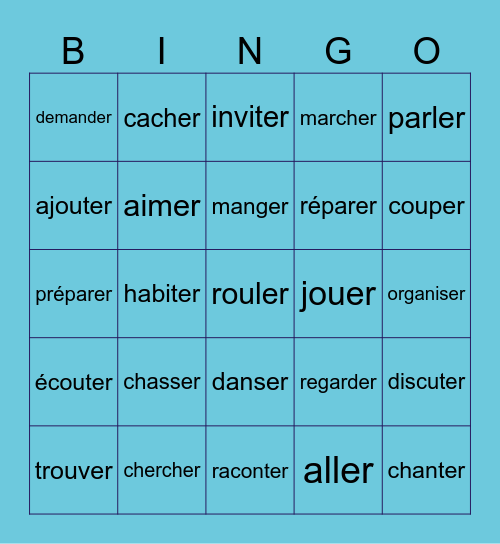 les verbes en -er Bingo Card