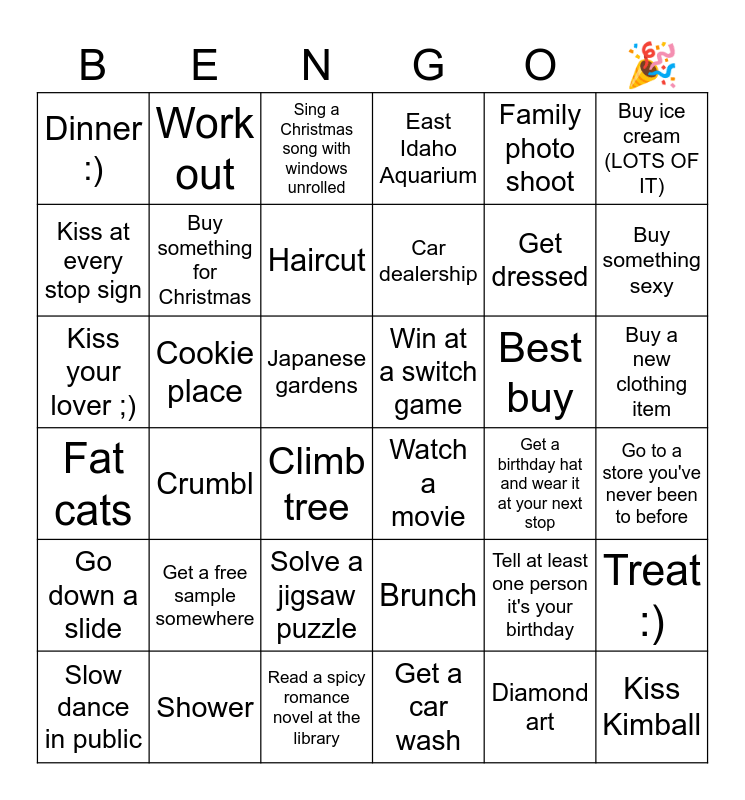 Birthday Ben-go Bingo Card