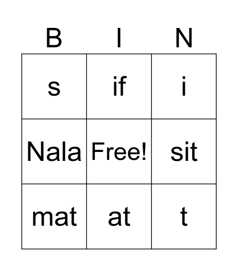 UFLI Lessons 1-8 Bingo Card