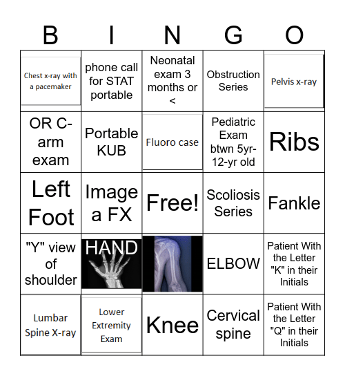 Diagnostic Radiology Bingo Card