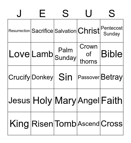 Resurrection Bingo Card