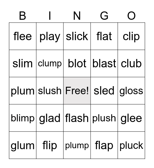 l-Blend Words Bingo Card