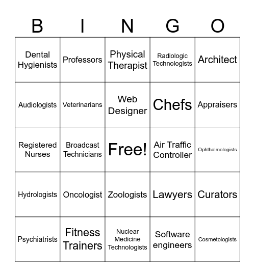 Career Bingo Card