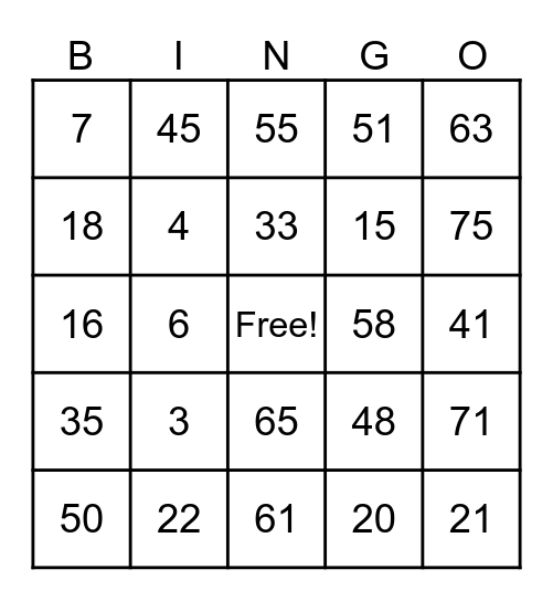 Crystal's BINGO Card Bingo Card