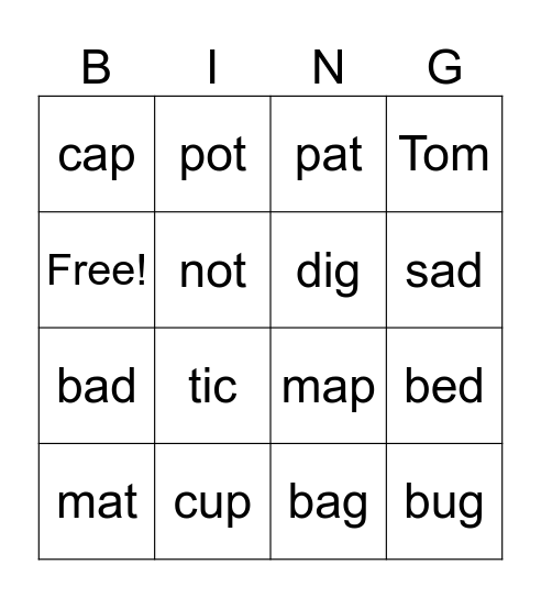 CVC Bingo Card