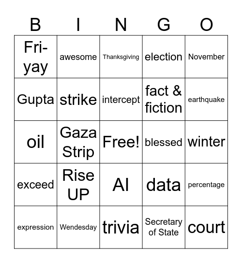 CNN 10 Bingo Card