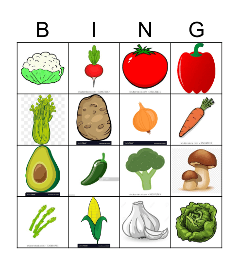 Las Verduras Bingo Card