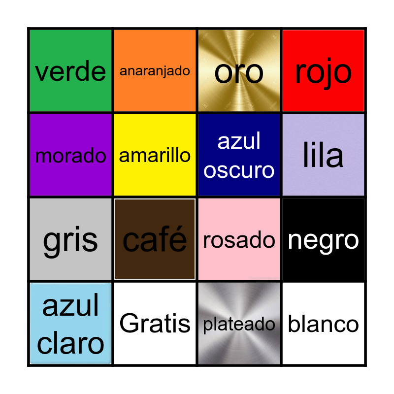 Lotería: Los Colores Bingo Card