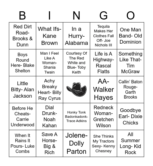 Country Jam Session Vol 1 Bingo Card