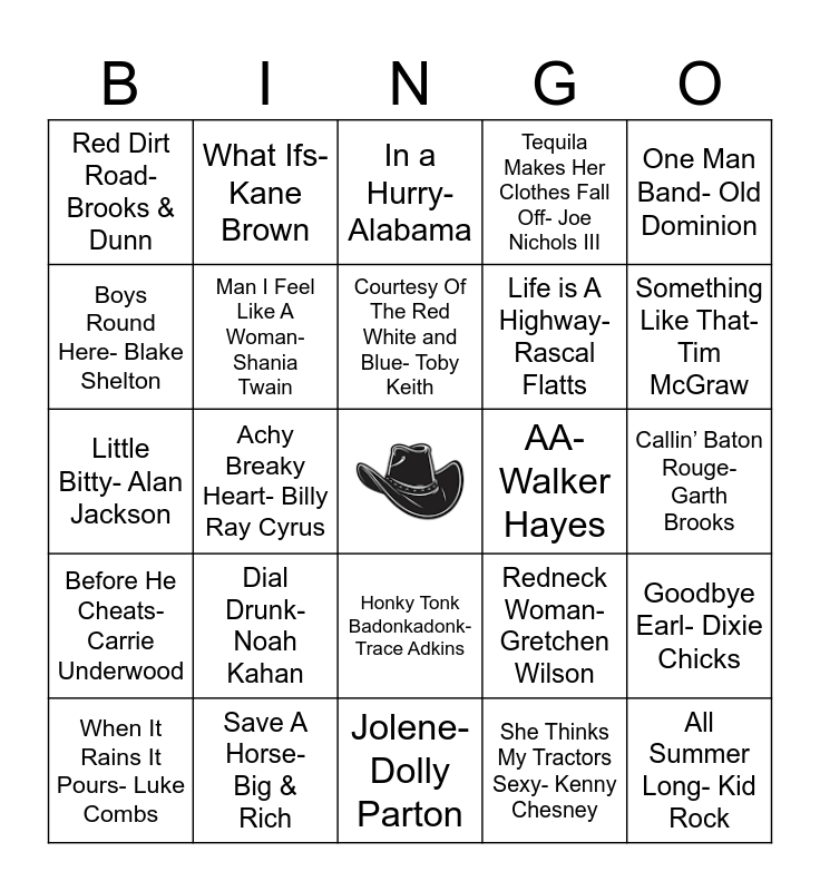Country Jam Session Vol 1 Bingo Card
