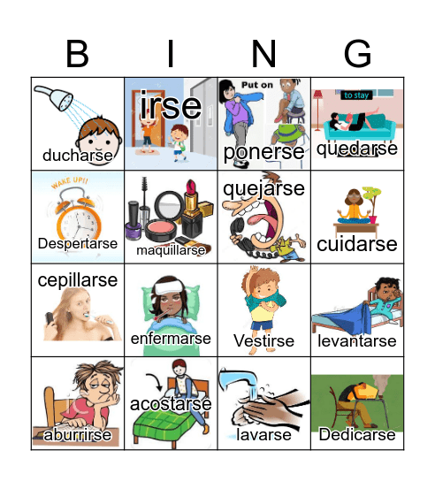 Los verbos reflexivos Bingo Card