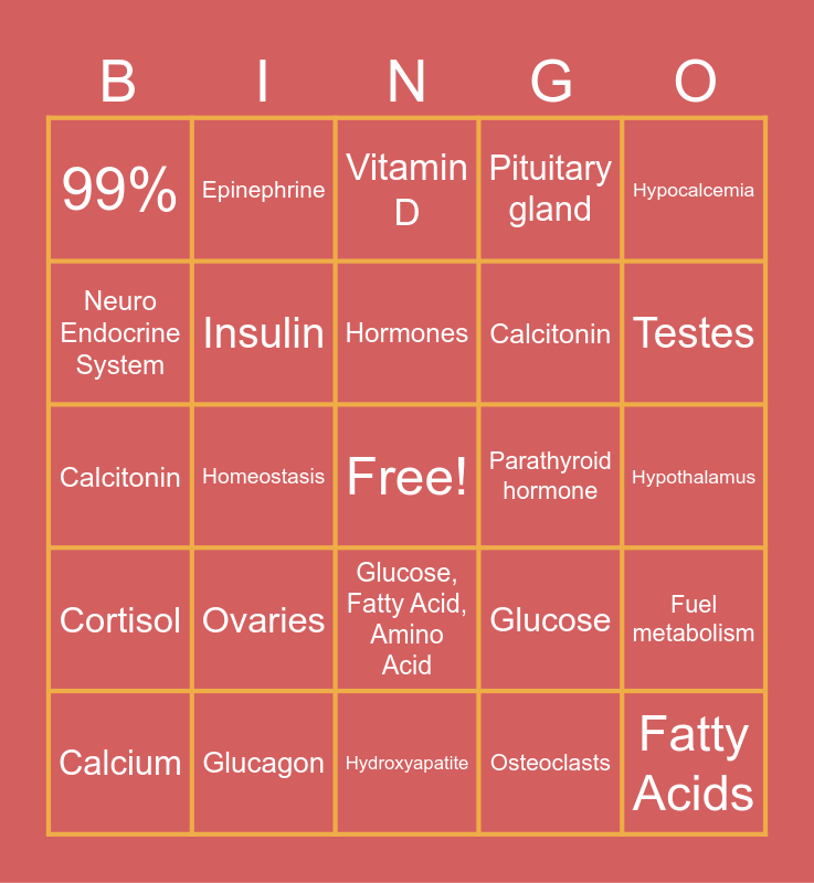 END-GO-CRINE Bingo Card