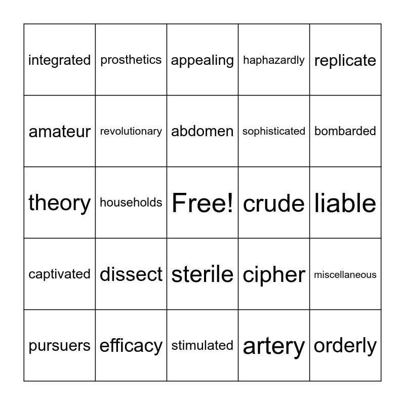 Module 3 Vocab Bingo Card