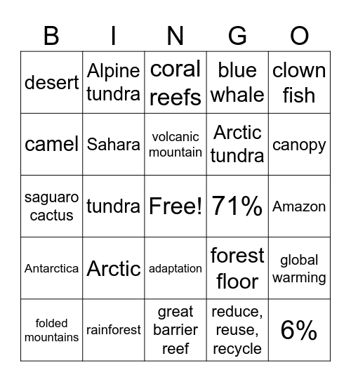 BINGO REVIEW Bingo Card