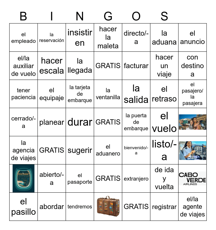 8A Vocabulario Bingo Card