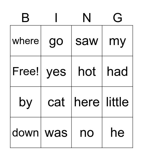 Blue Words Bingo Card