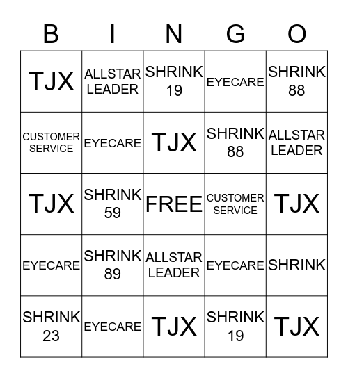 1142 ALL-STAR BINGO Bingo Card