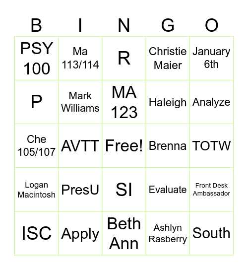 The Study Bingo Card