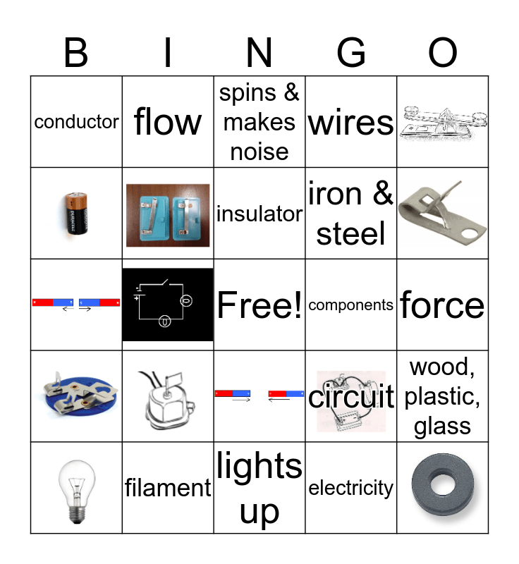 Electricity and Magnetism Bingo Card