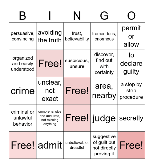 Context Clues Bingo Card