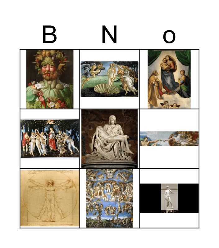 Renaissance Italienne Bingo Card