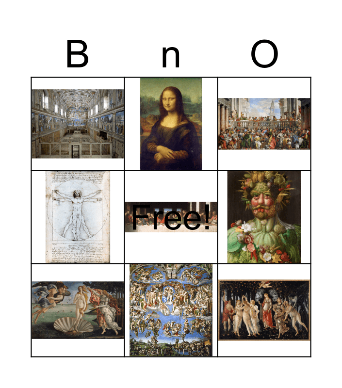 renaissance Italienne Bingo Card