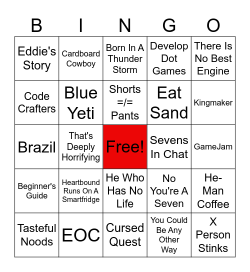 PirateSoftware Bingo Card