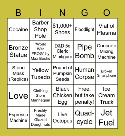 YELLOW GROUP BINGO Card