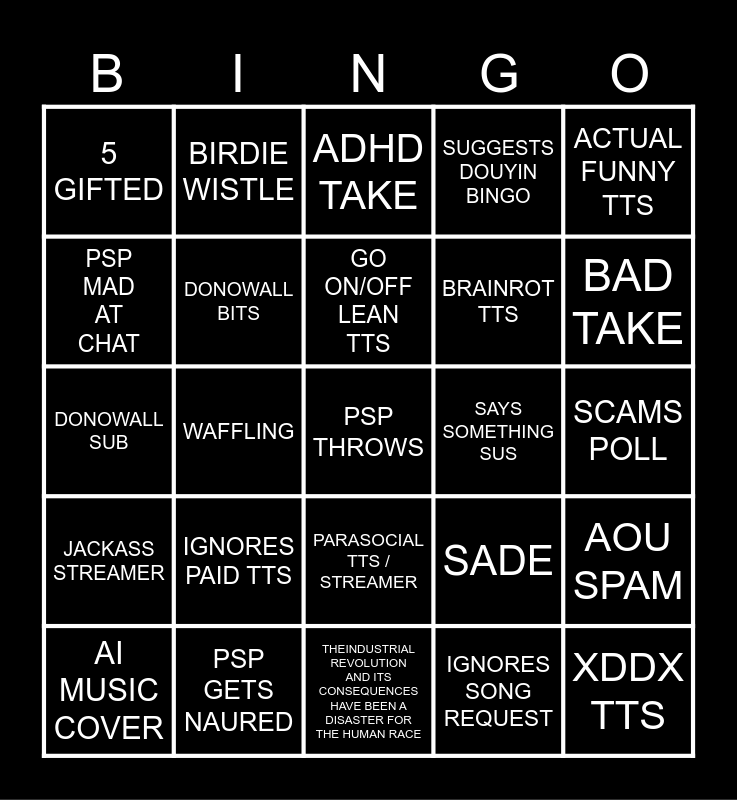 PSP1G BINGO Card