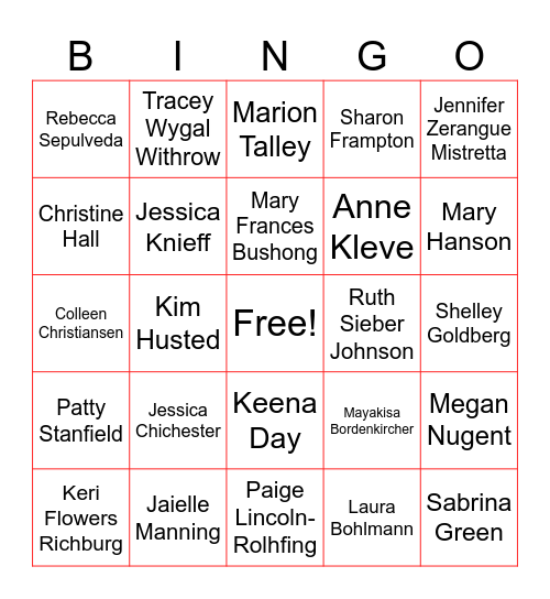 Sigma Alpha Iota Denver Alumnae Chapter Bingo Card