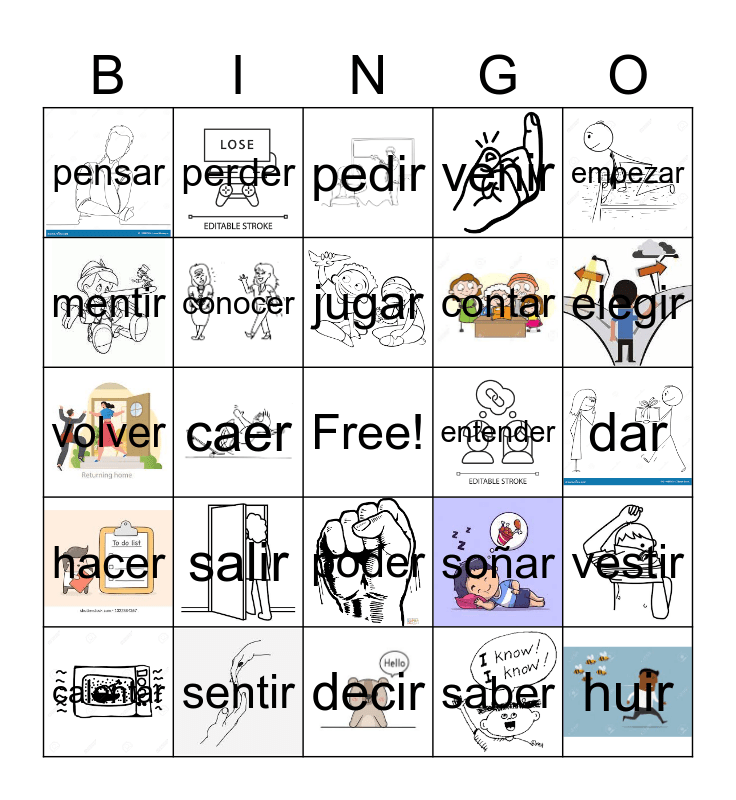 Irregular verbs Bingo Card
